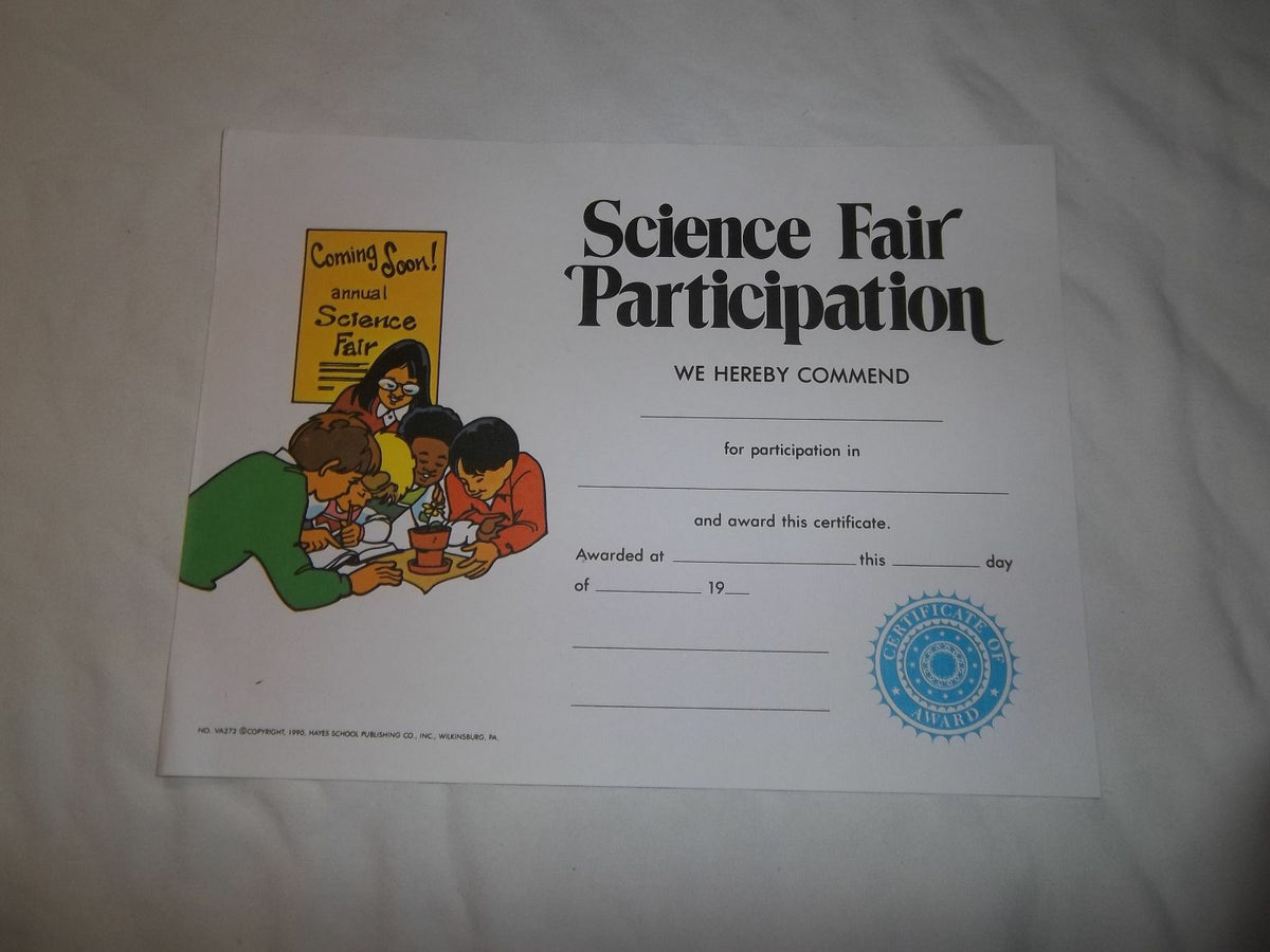 HAYES VA272 SCIENCE FAIR PARTICIPATION CERTIFICATES (PACK OF 25 ...